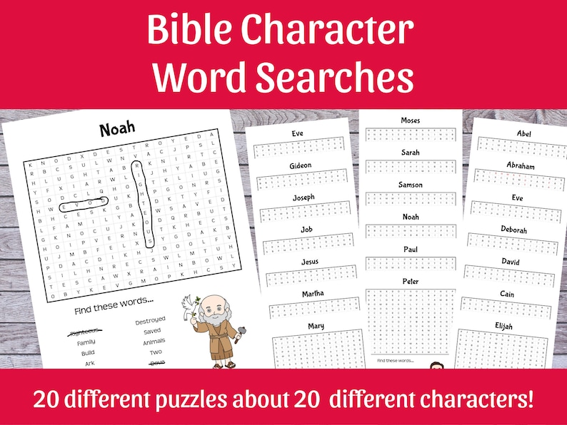 Bible Character Word Searches - Etsy