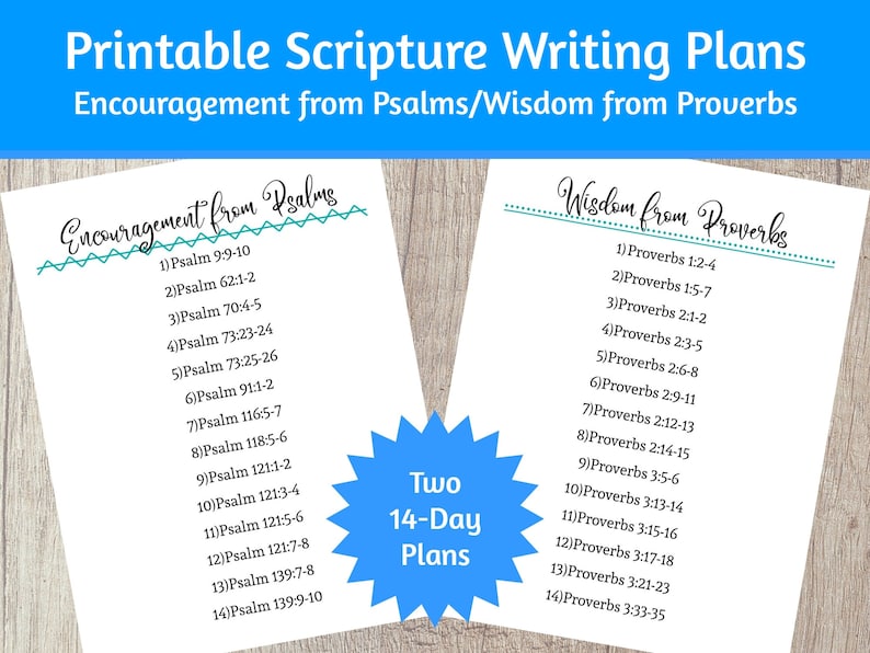 Printable Scripture Writing Plans: Encouragement From Psalms/wisdom ...
