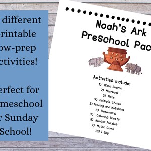 Preschool Bible Story Activity Pack Worksheets - Noah's Ark - Etsy