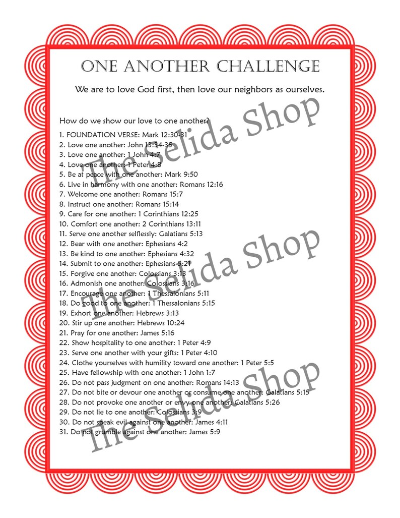 One Another Scripture Writing/ Bible Reading Plan - Etsy