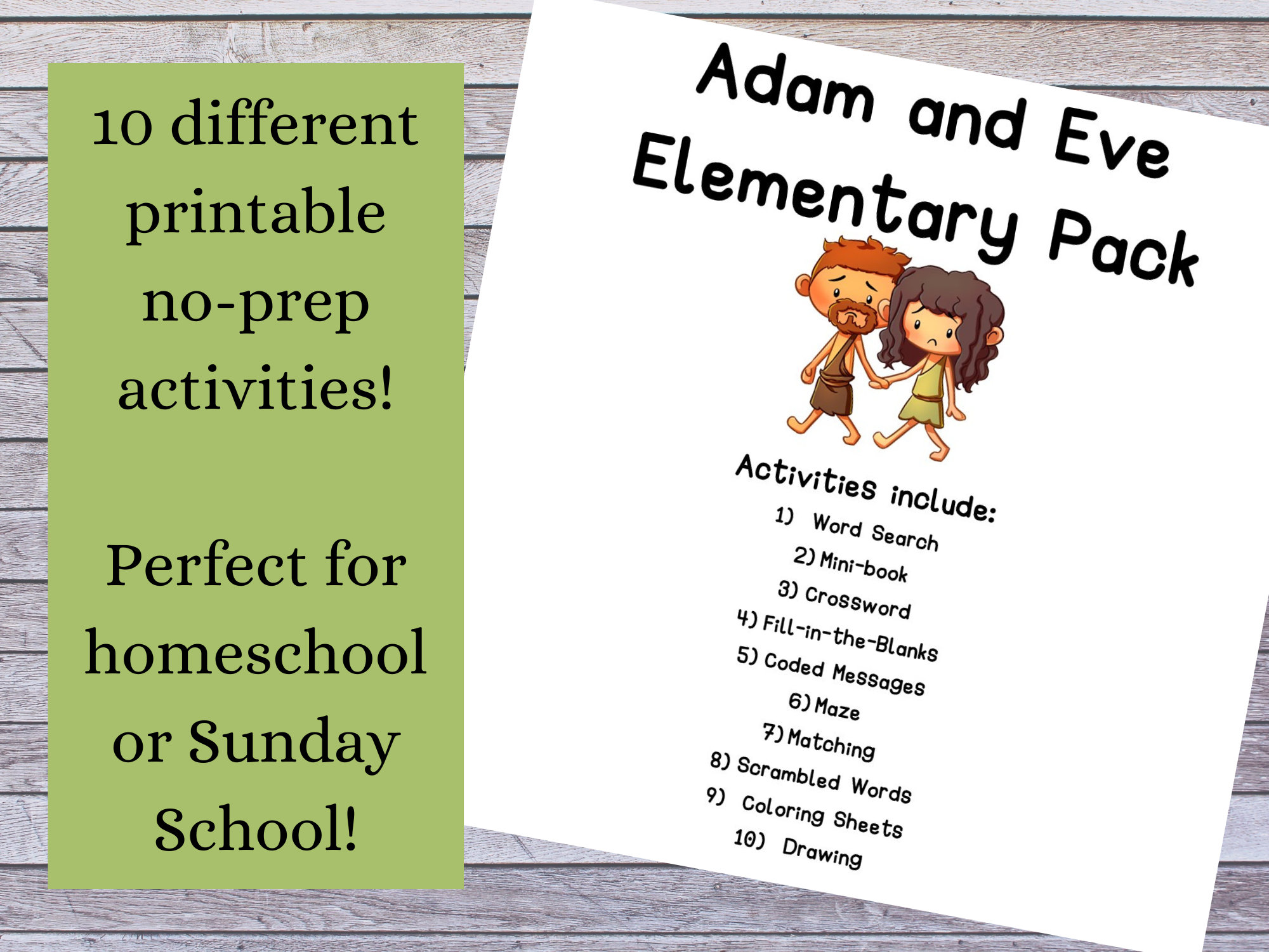 Elementary Bible Story Activity Pack Worksheets Adam and Eve - Etsy UK