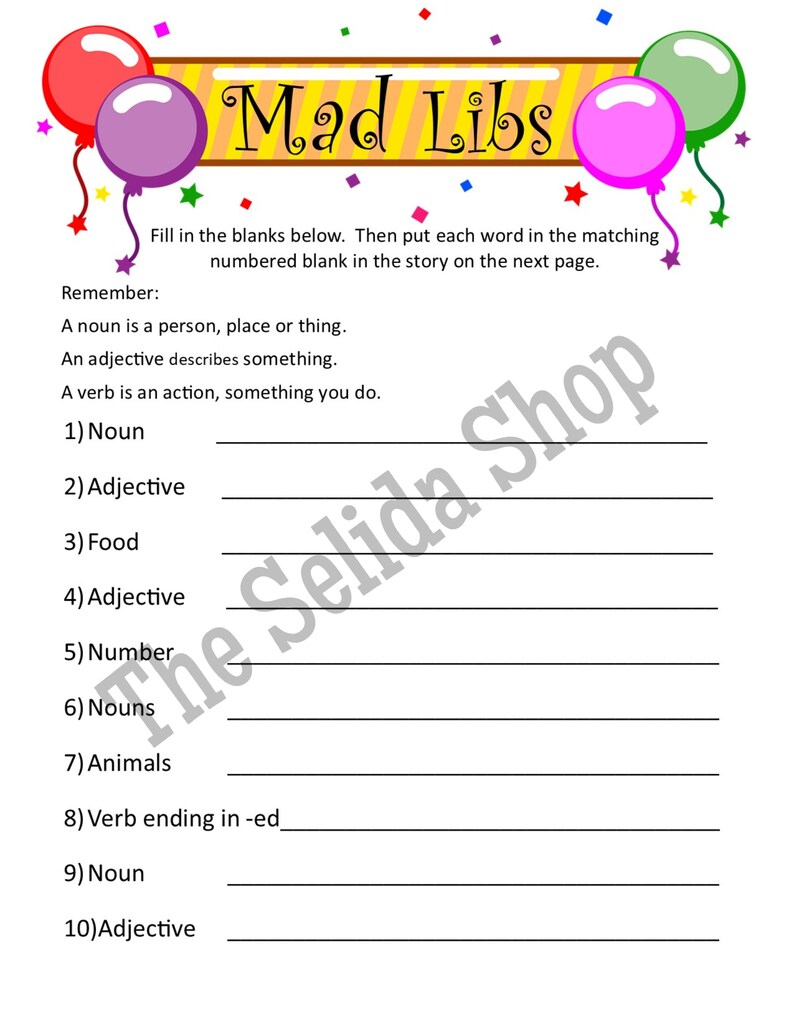Birthday Party Mad Libs - Etsy