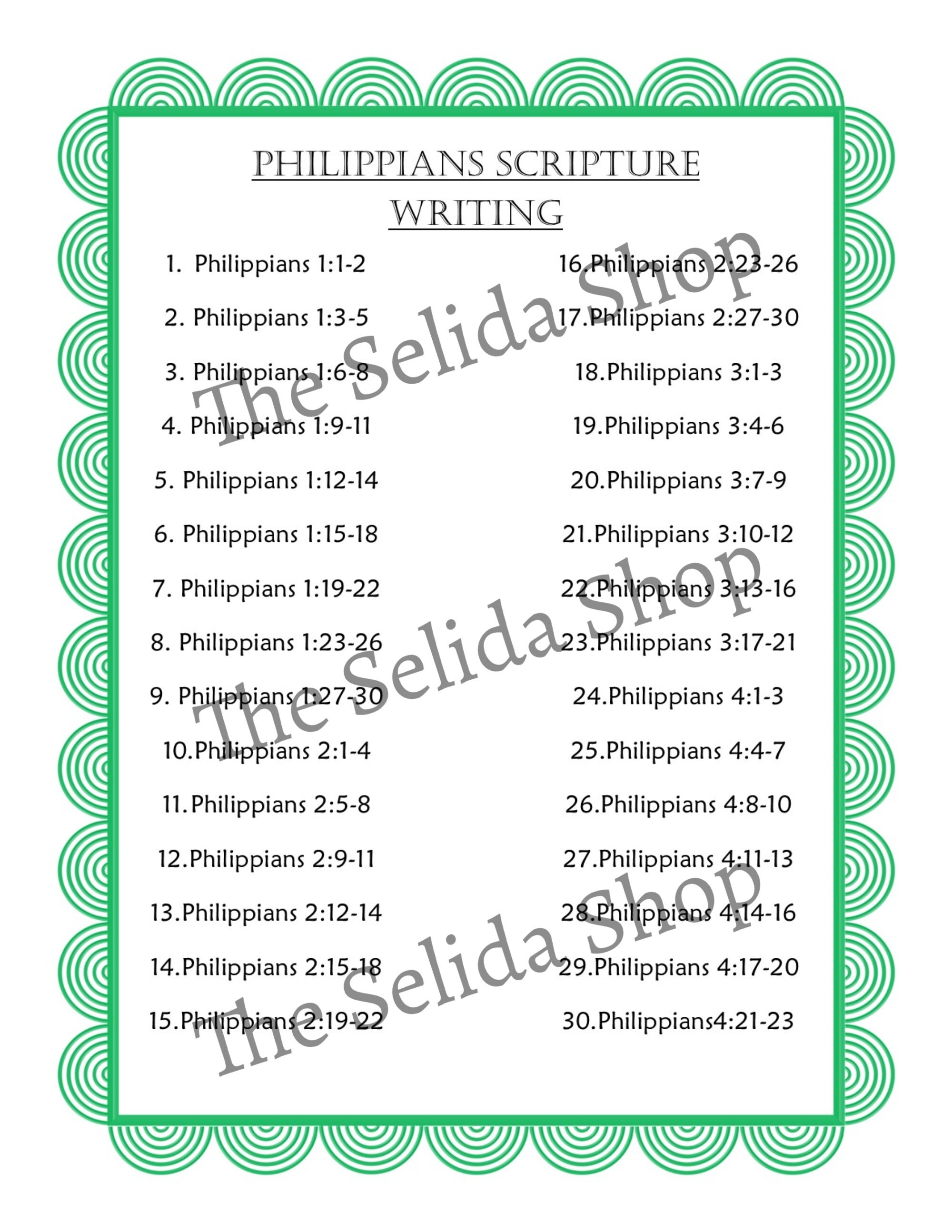 Philippians 30-day Scripture Writing/bible Reading Plan - Etsy