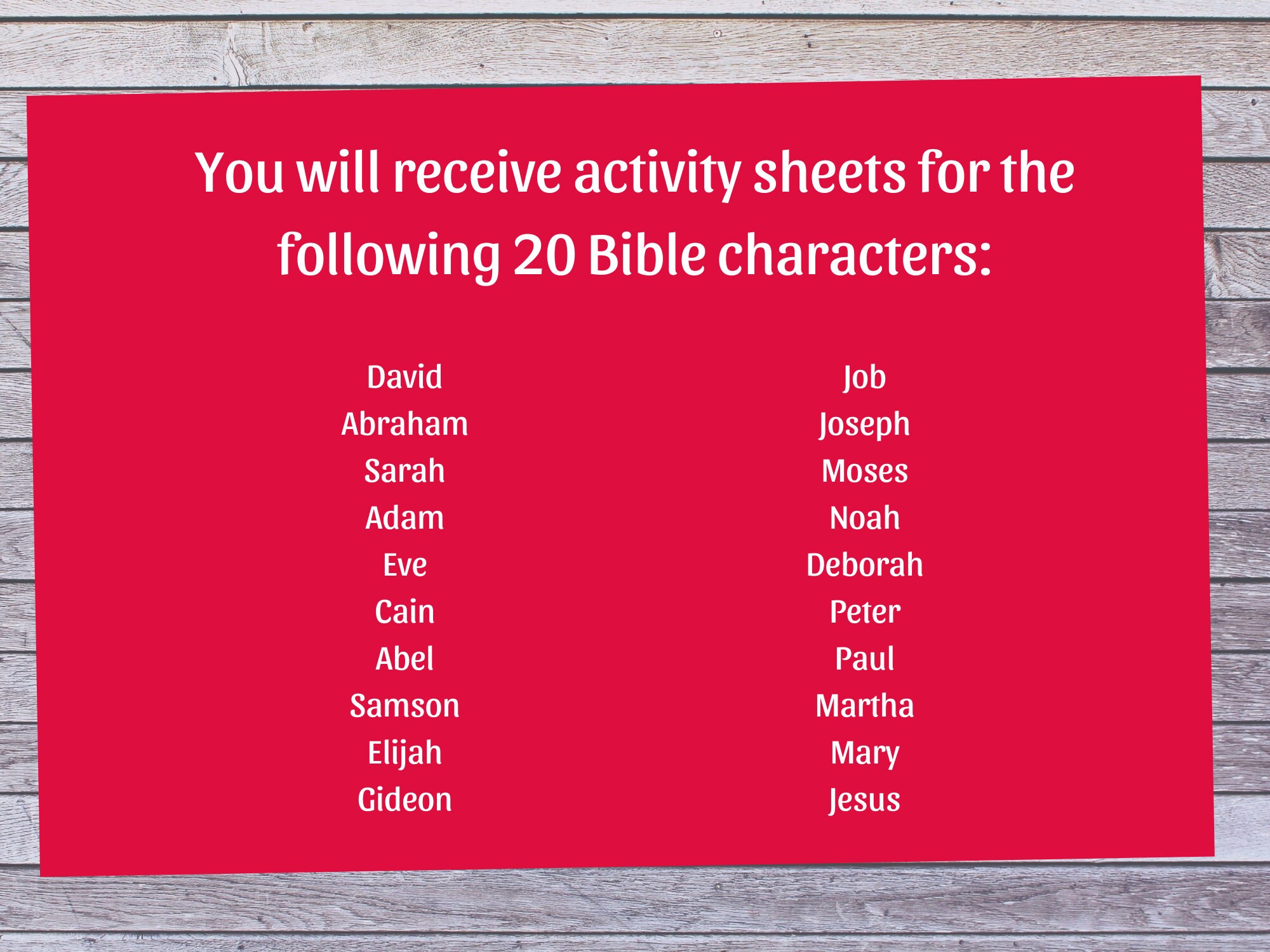 Bible Character Activity Sheets - Etsy