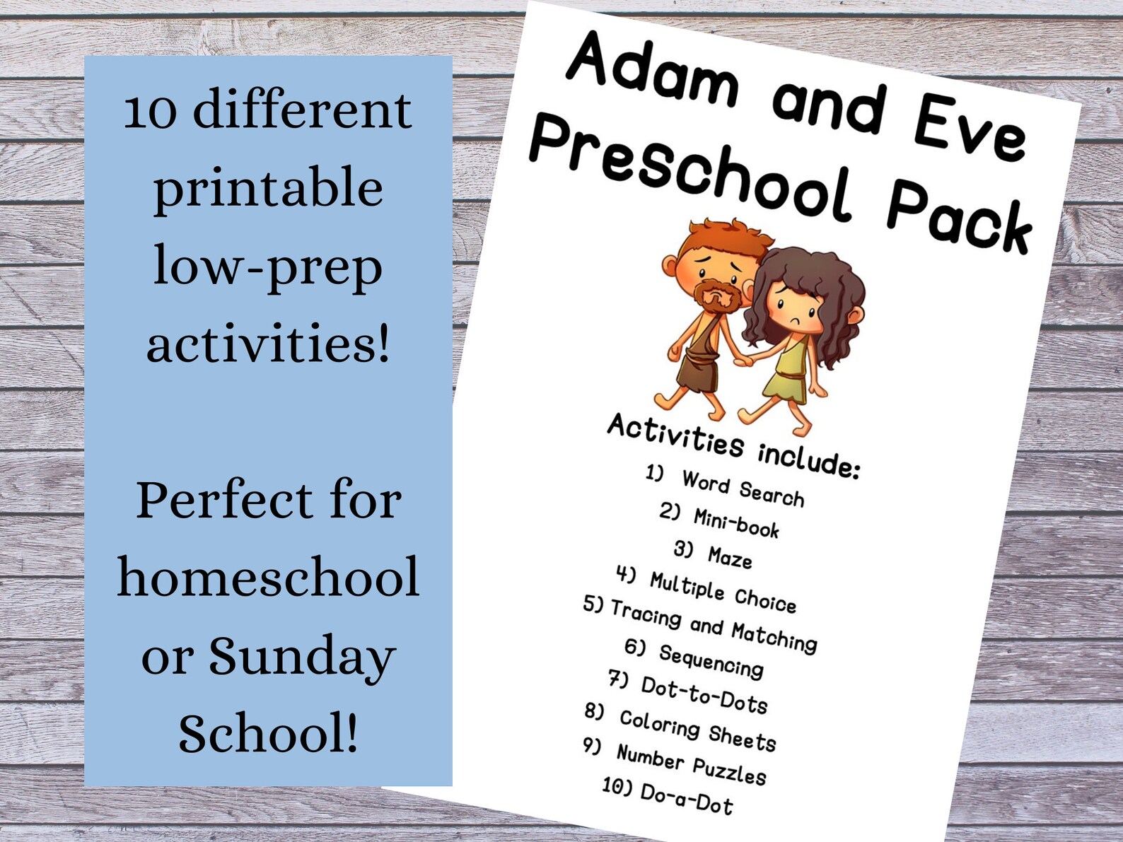 Preschool Bible Story Activity Pack Worksheets - Adam and Eve - Etsy