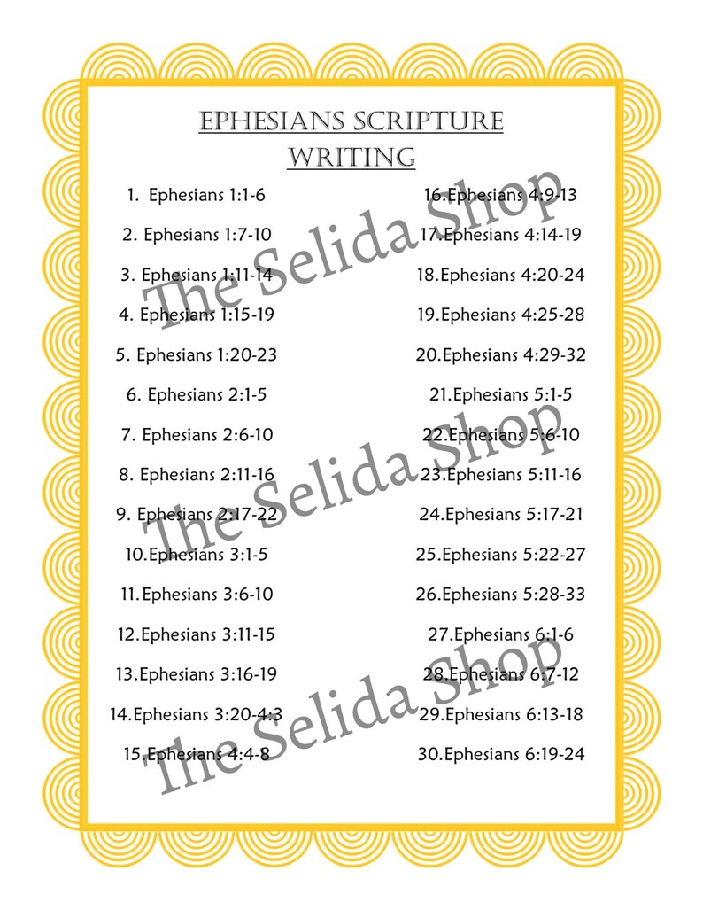 Scripture Writing / Bible Study Plan - Ephesians - Etsy