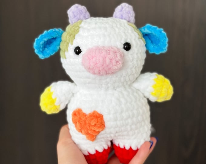 Crochet Cow,lgbtq Pride Rainbow Plushie Gift Amigurumi Animal, Stuffed ...