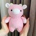 Pink Fat Valentines Cow, Crochet Cow Marshmallow, Plush Cow in Pastel ...