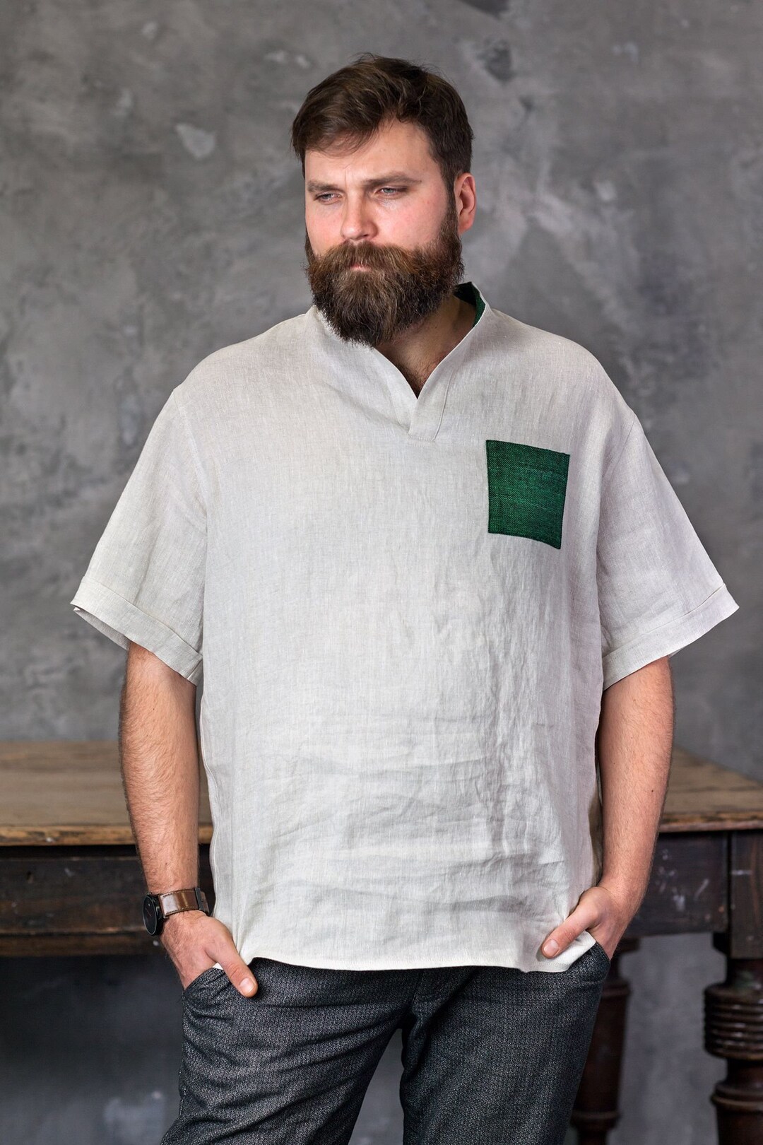 Men's Relaxed Fit Linen Shirt | Linen and Silk | Leisure Summer Shirt ...