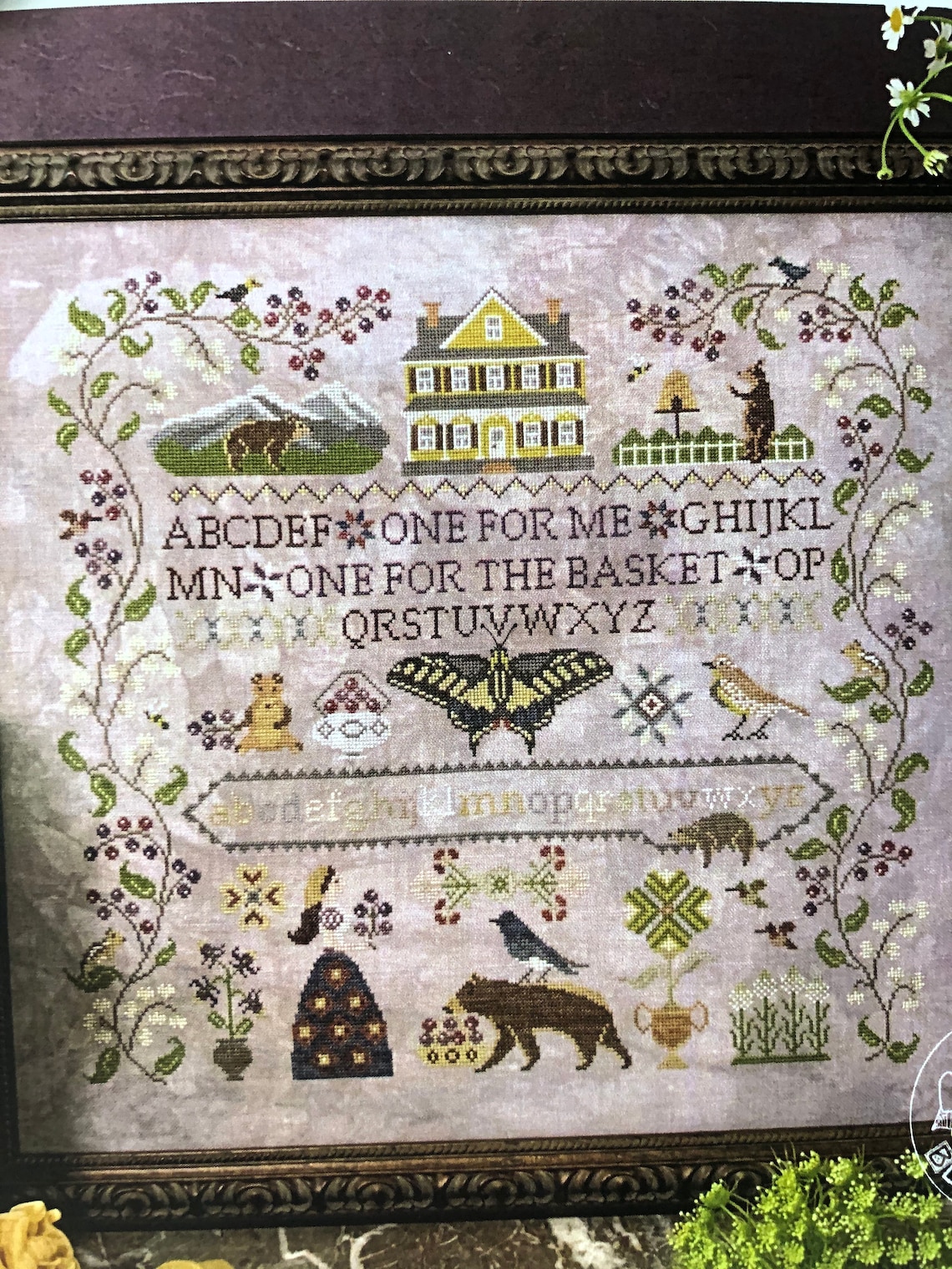 Huckleberry Farm The Blue Flower Sampler Counted Cross | Etsy