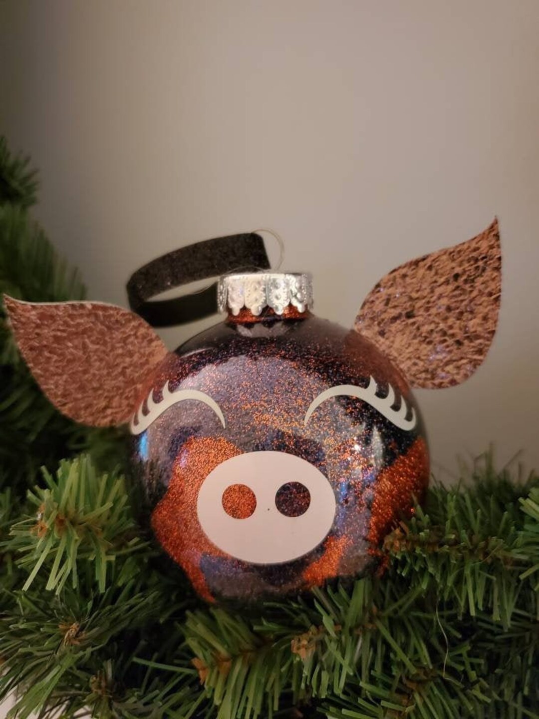 Copper Spotted Glitter Pig Ornament - Etsy