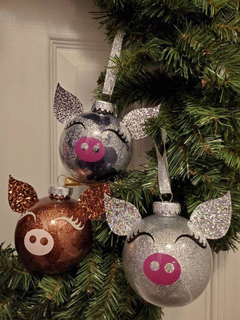 Brown Glitter Pig Ornament - Etsy