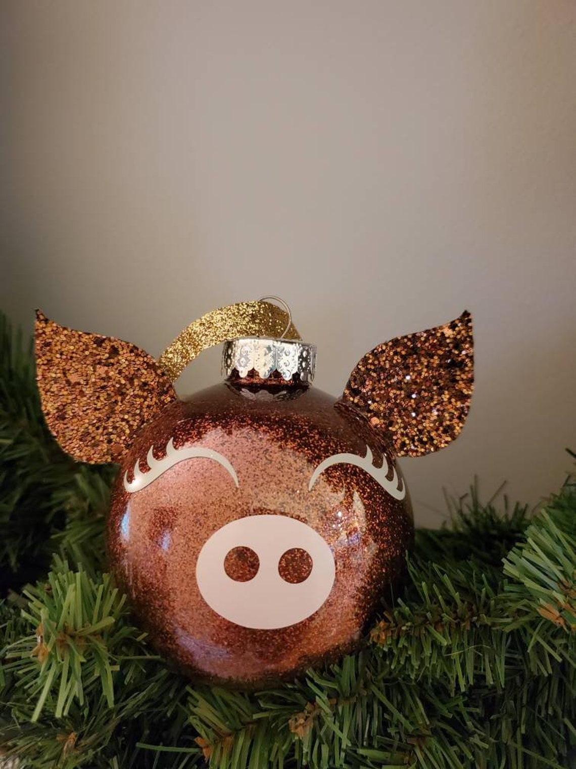 Brown Glitter Pig Ornament - Etsy