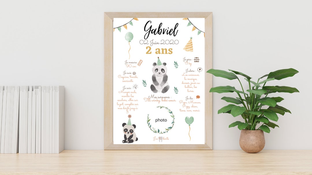 Panda Theme Birthday Poster - Etsy