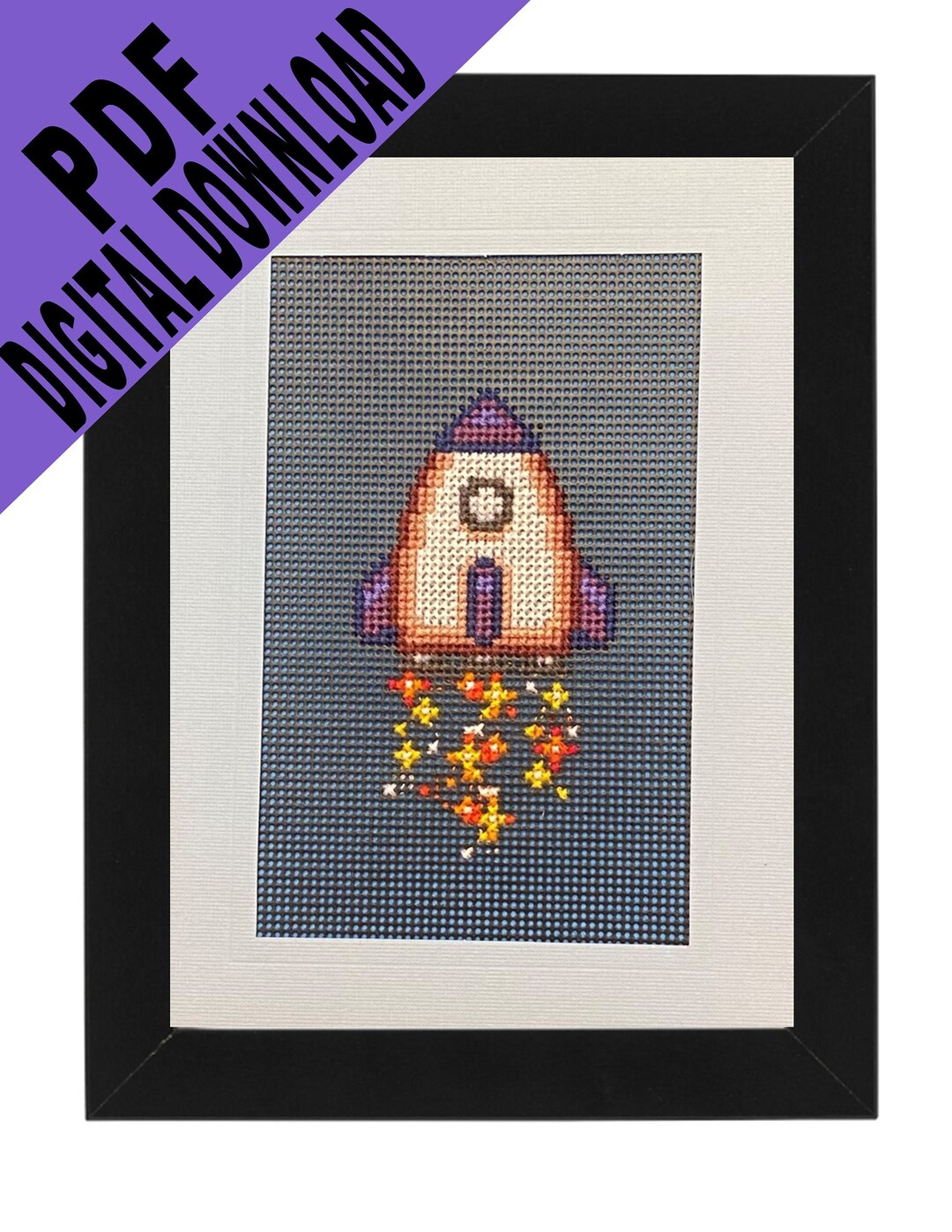 Rocket Cross Stitch Pattern 5x7 Card - Etsy