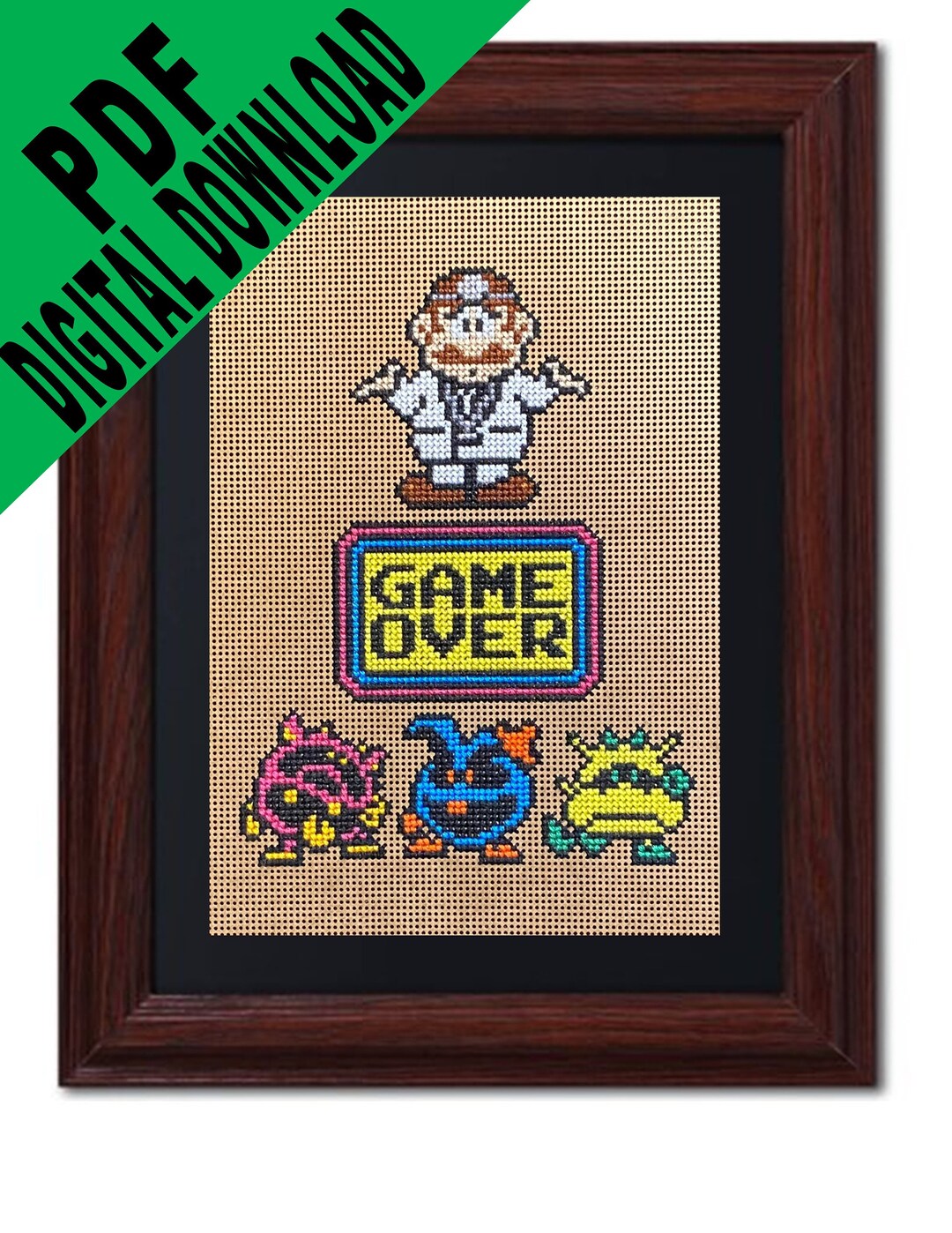 Dr Mario, Game Over Cross Stitch Pattern - Etsy