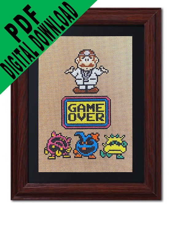 Dr Mario Game Over Cross Stitch Pattern | Etsy