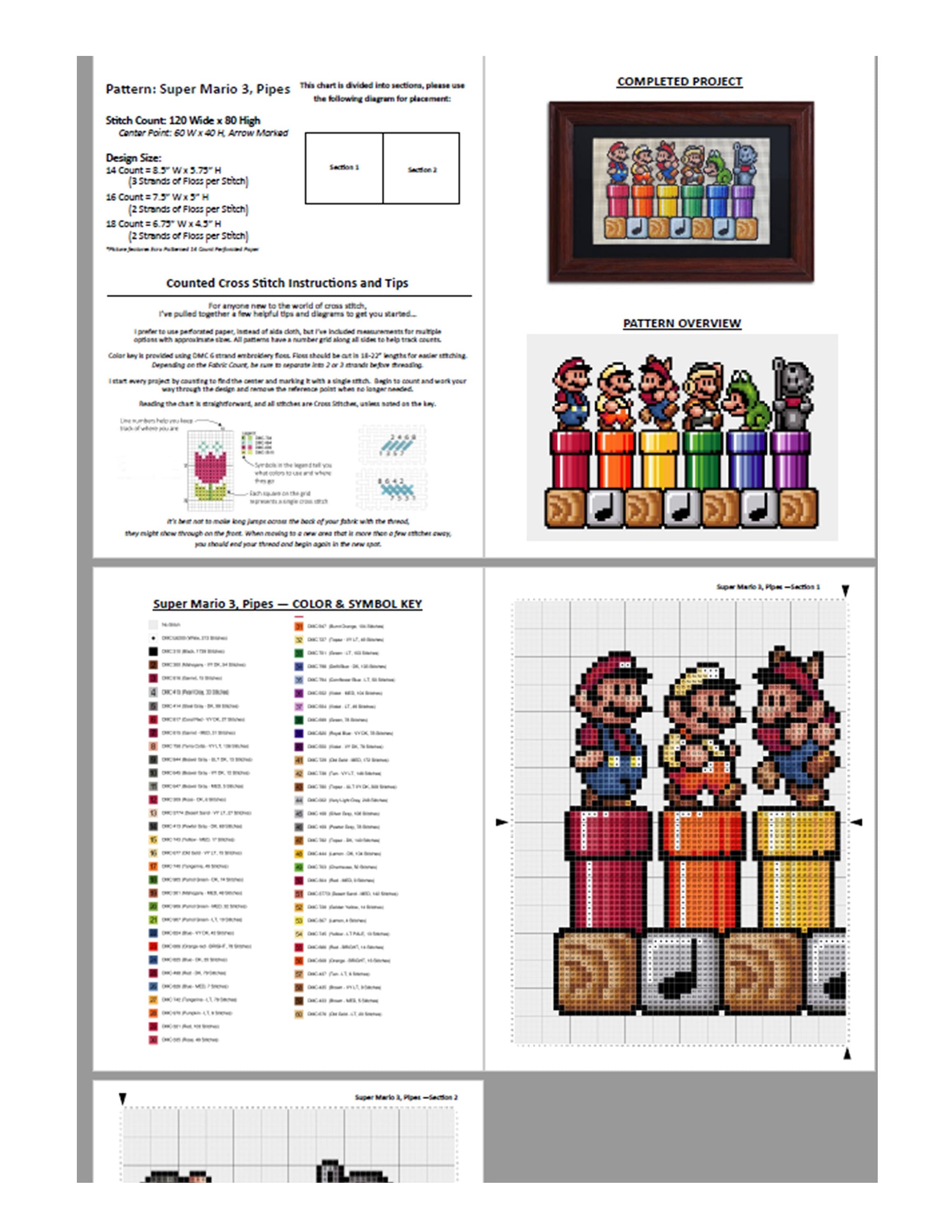 Super Mario 3 Pipes Cross Stitch Pattern - Etsy