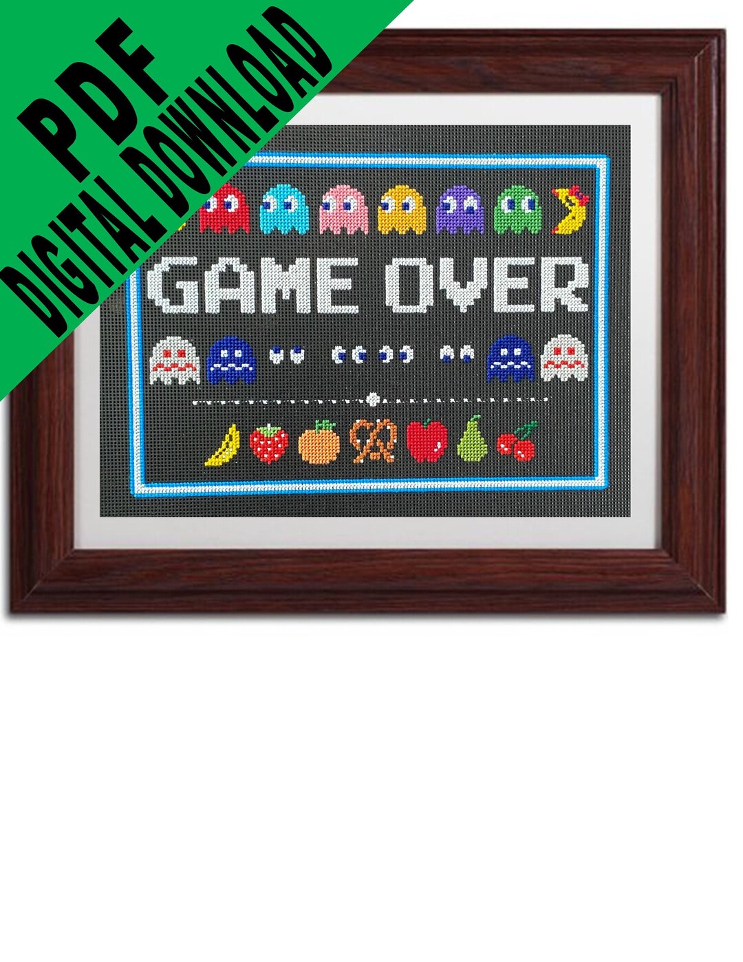 Pac Man Game Over Cross Stitch Pattern - Etsy