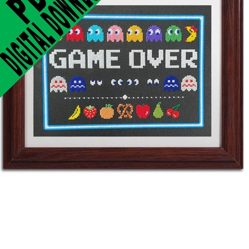 Pac Man Game Over Cross Stitch Pattern - Etsy