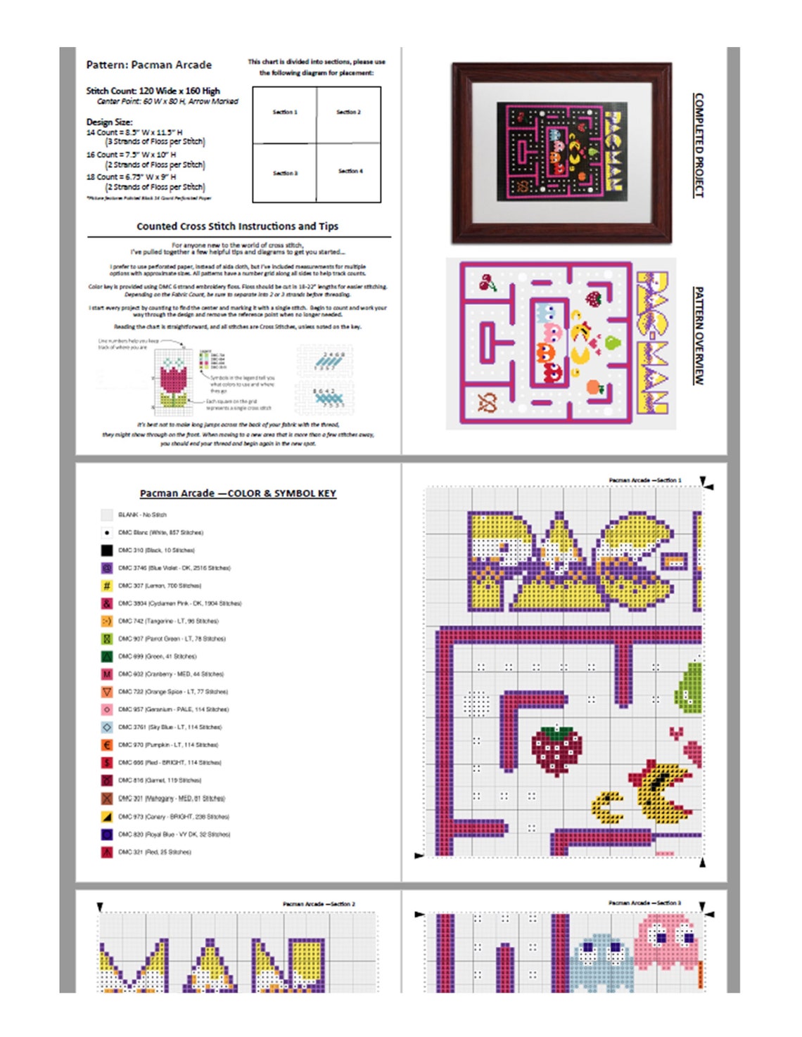 Pacman Arcade Cross Stitch Pattern | Etsy