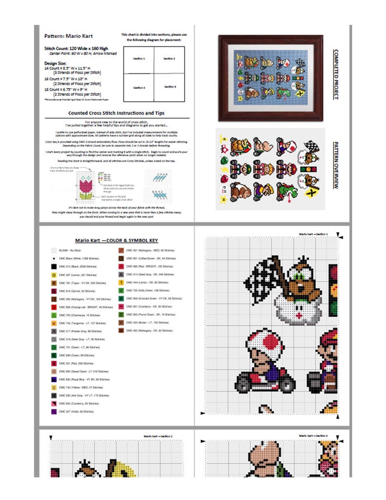 Mario Kart Cross Stitch Pattern | Etsy