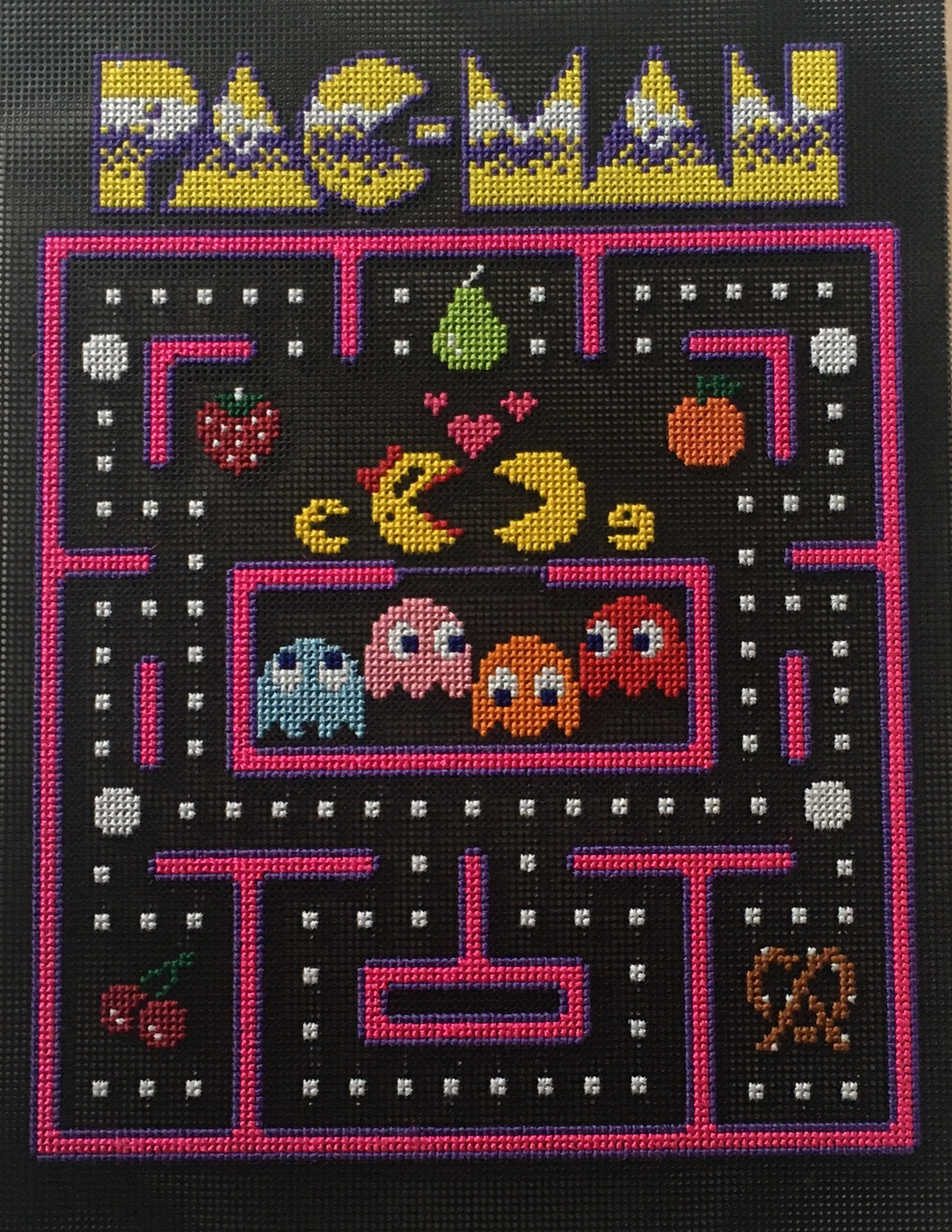 PacMan Arcade Cross Stitch MADE TO ORDER | Etsy