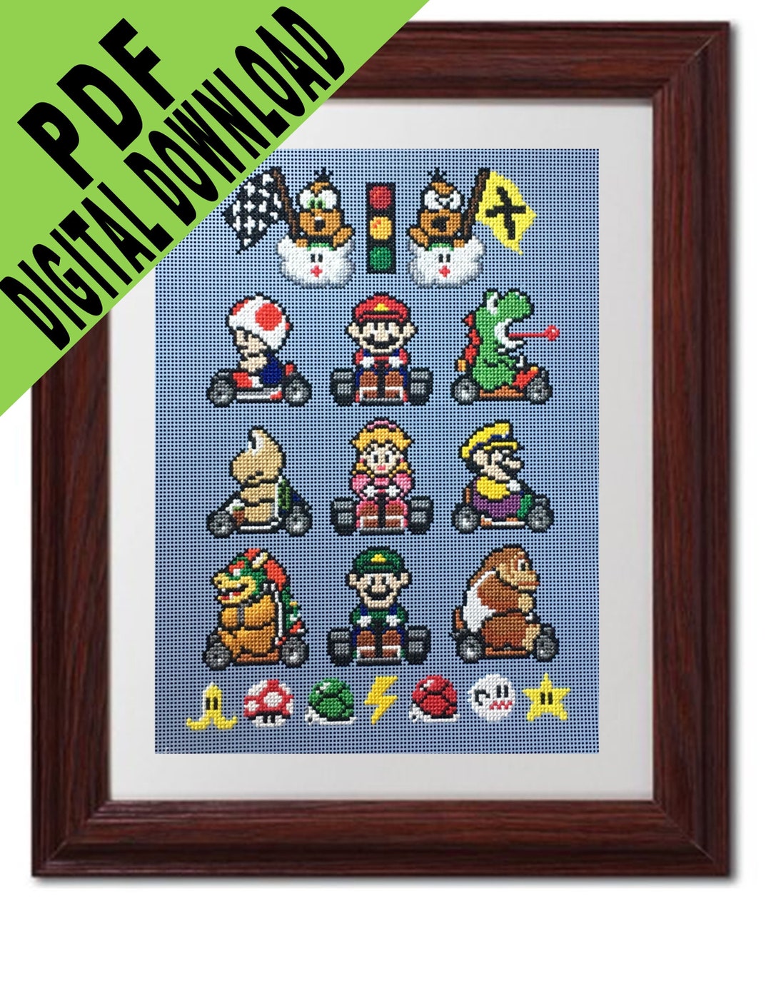 Mario Kart Cross Stitch Pattern - Etsy