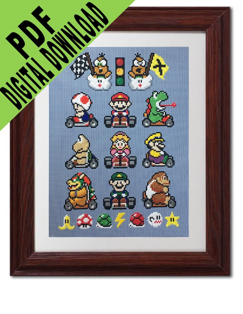 Mario Kart Cross Stitch Pattern | Etsy