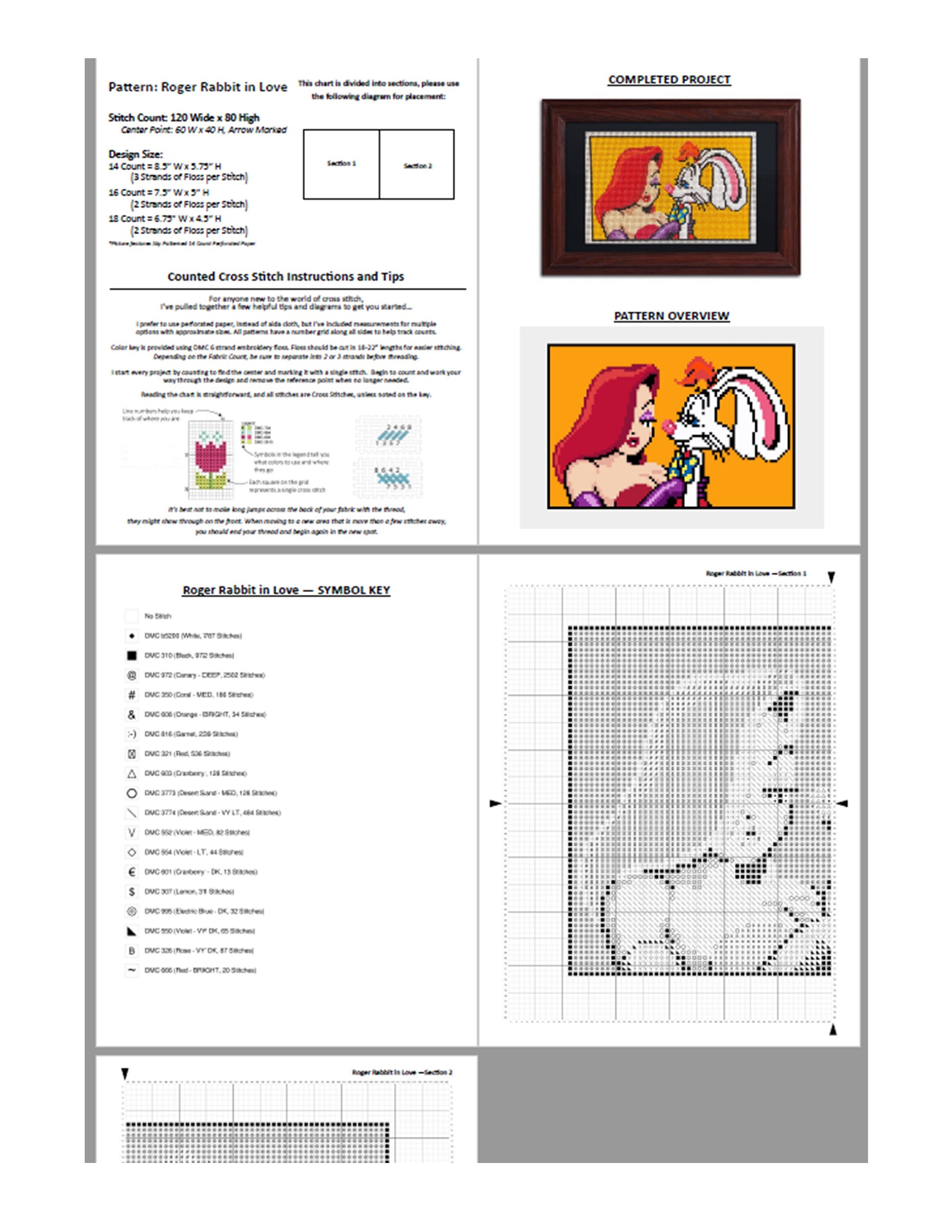 Roger Rabbit in Love Cross Stitch Pattern | Etsy