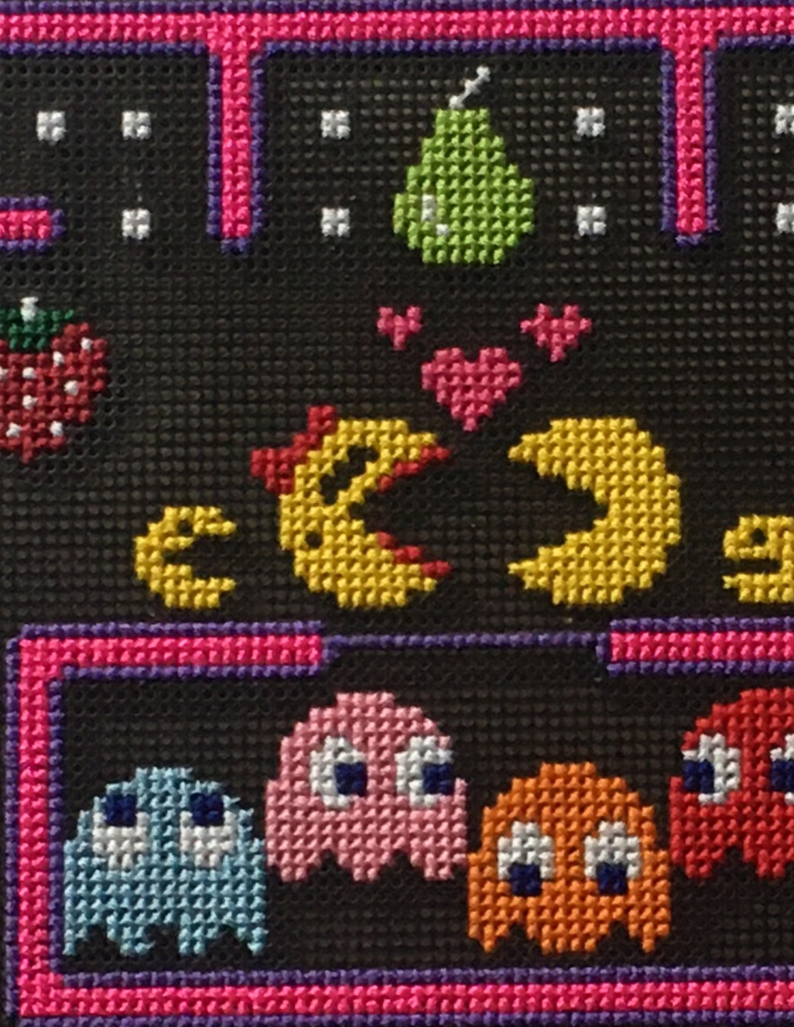 Pacman Arcade Cross Stitch MADE TO ORDER - Etsy
