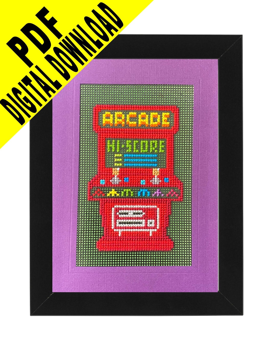 Arcade Cross Stitch Pattern 5x7 Card - Etsy
