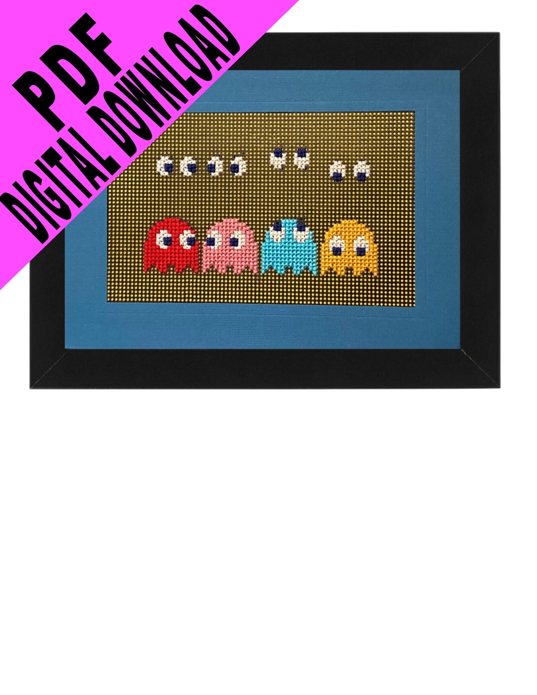 Pacman Ghosts Cross Stitch Pattern 5x7 Card - Etsy