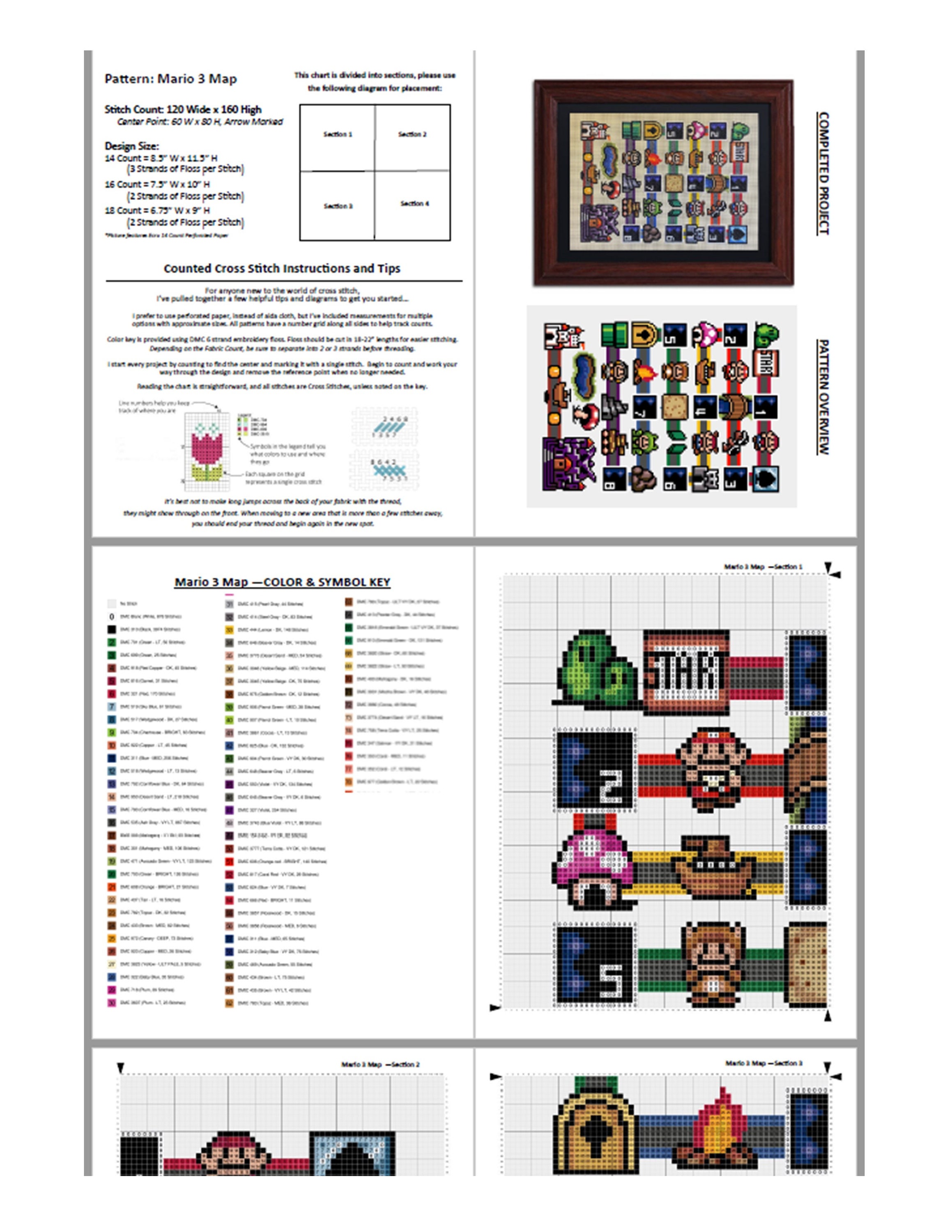 Super Mario 3 Map Cross Stitch Pattern | Etsy