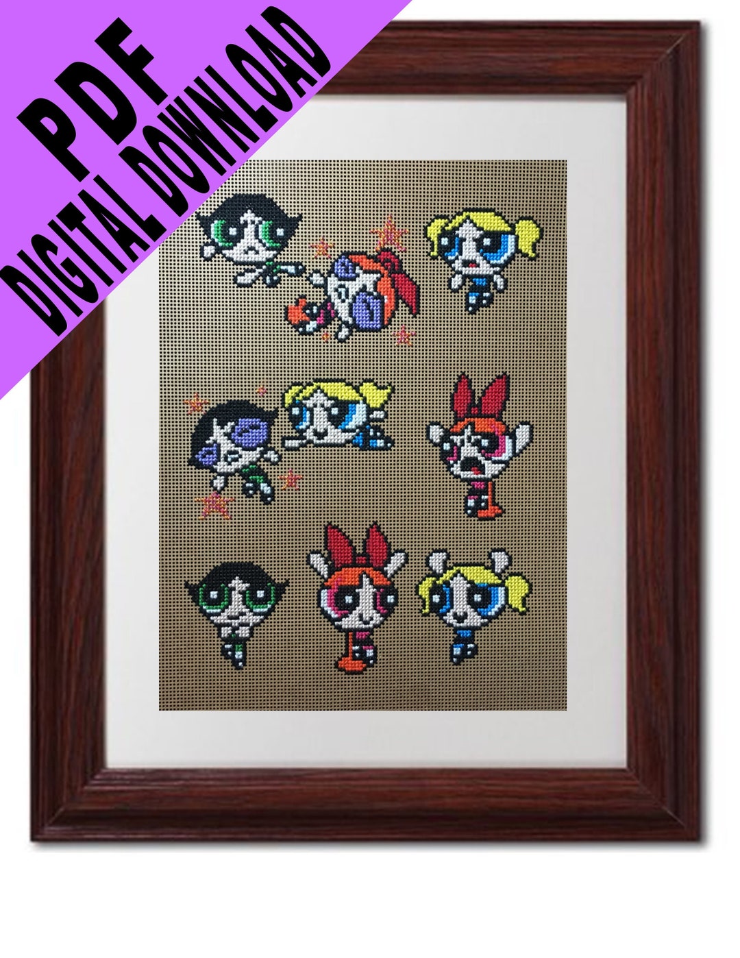 Powerpuff Girls Fight Cross Stitch Pattern - Etsy