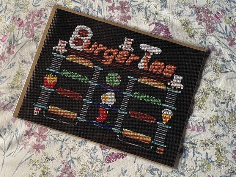 Burger Time Cross Stitch - MADE TO ORDER - Etsy