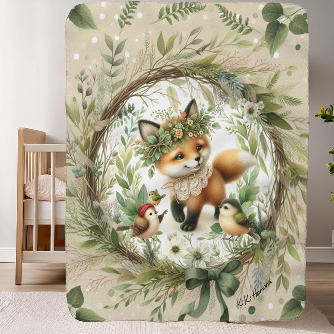 Hazel the Fox Botanist Sherpa Blanket (botanical Whimsy) | kiki baby - Etsy