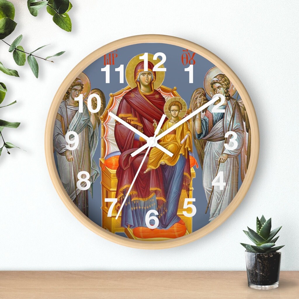 Wall Clock Mother of God,theotokos,panagia,virgin Mary With Holy ...