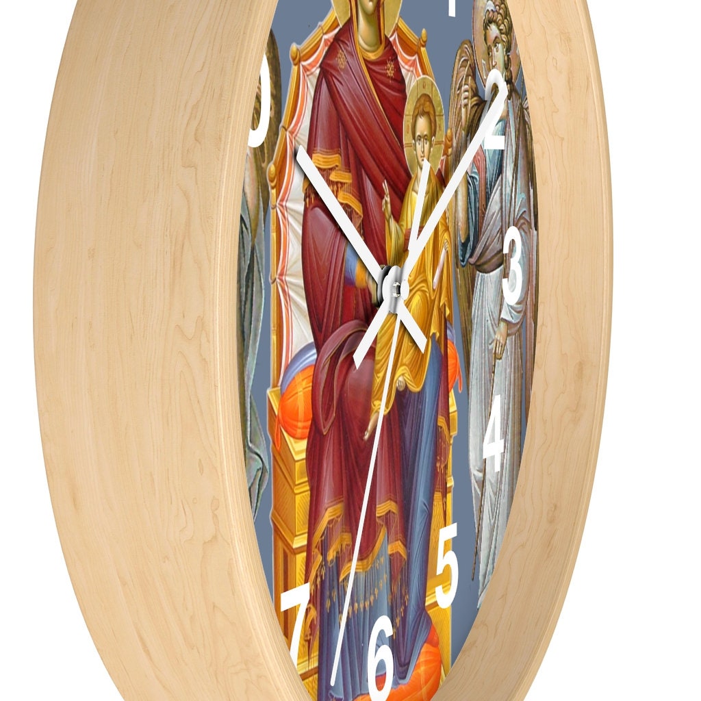 Wall Clock Mother of God,theotokos,panagia,virgin Mary With Holy ...