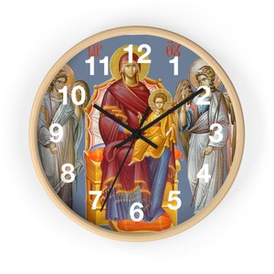 Wall Clock Mother of God,theotokos,panagia,virgin Mary With Holy ...