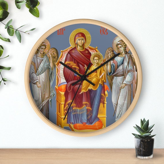Wall clock Mother of GodTheotokosPanagiaVirgin Mary with | Etsy