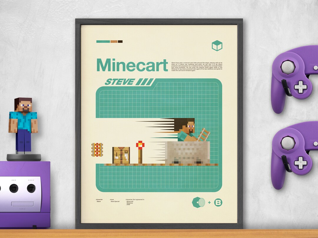 Super Smash Bros Moveset Series - STEVE / MINECART No.77 - Etsy