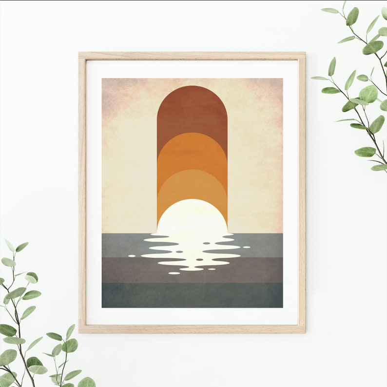 Boho Ocean Sunset Print - Etsy