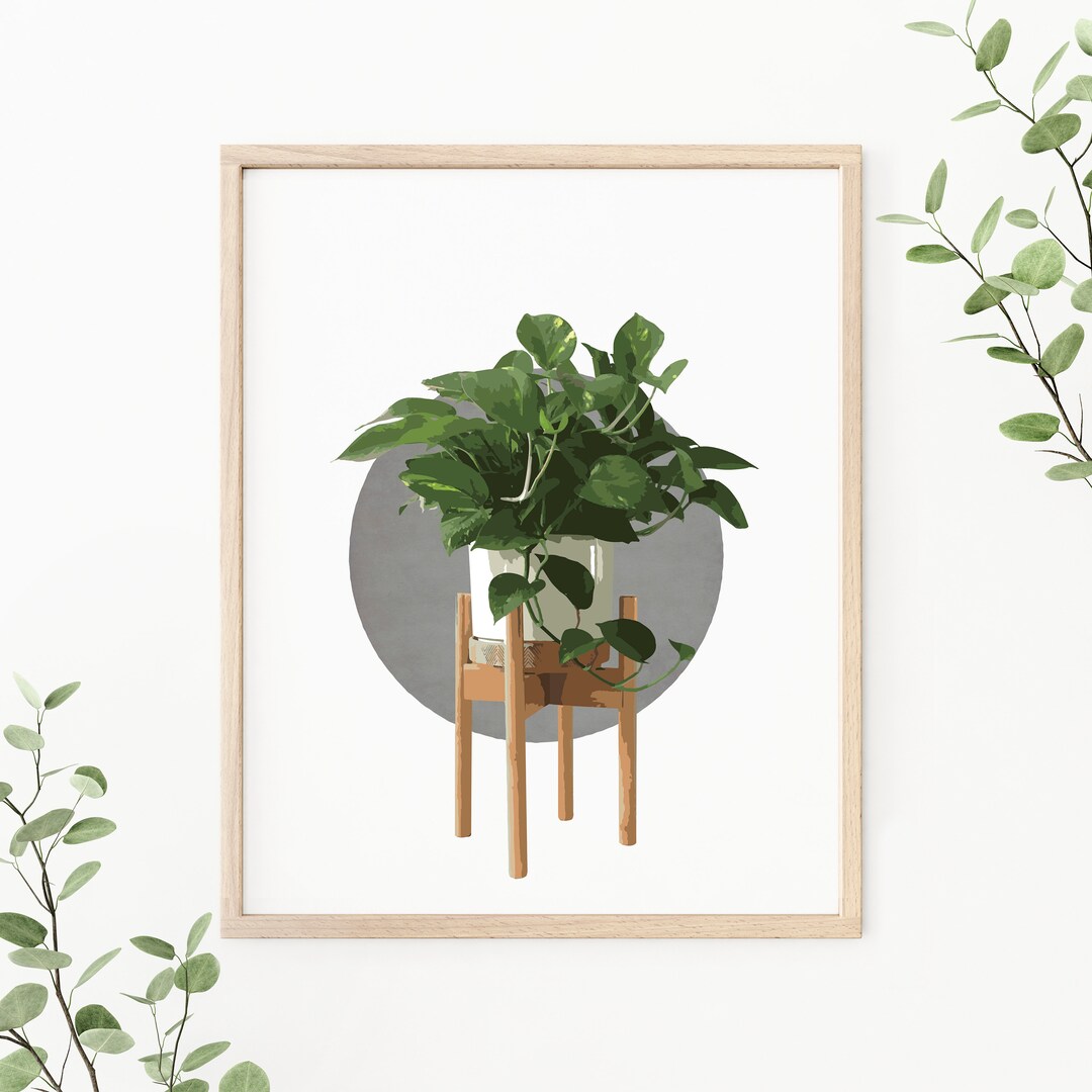 Boho Golden Pothos Plant, Print - Etsy
