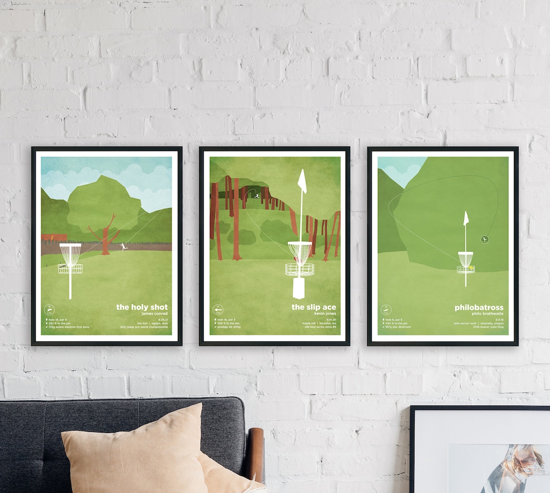 Disc Golf Print Series, ALL THREE (holy Shot, Slip Ace & Philobatross ...