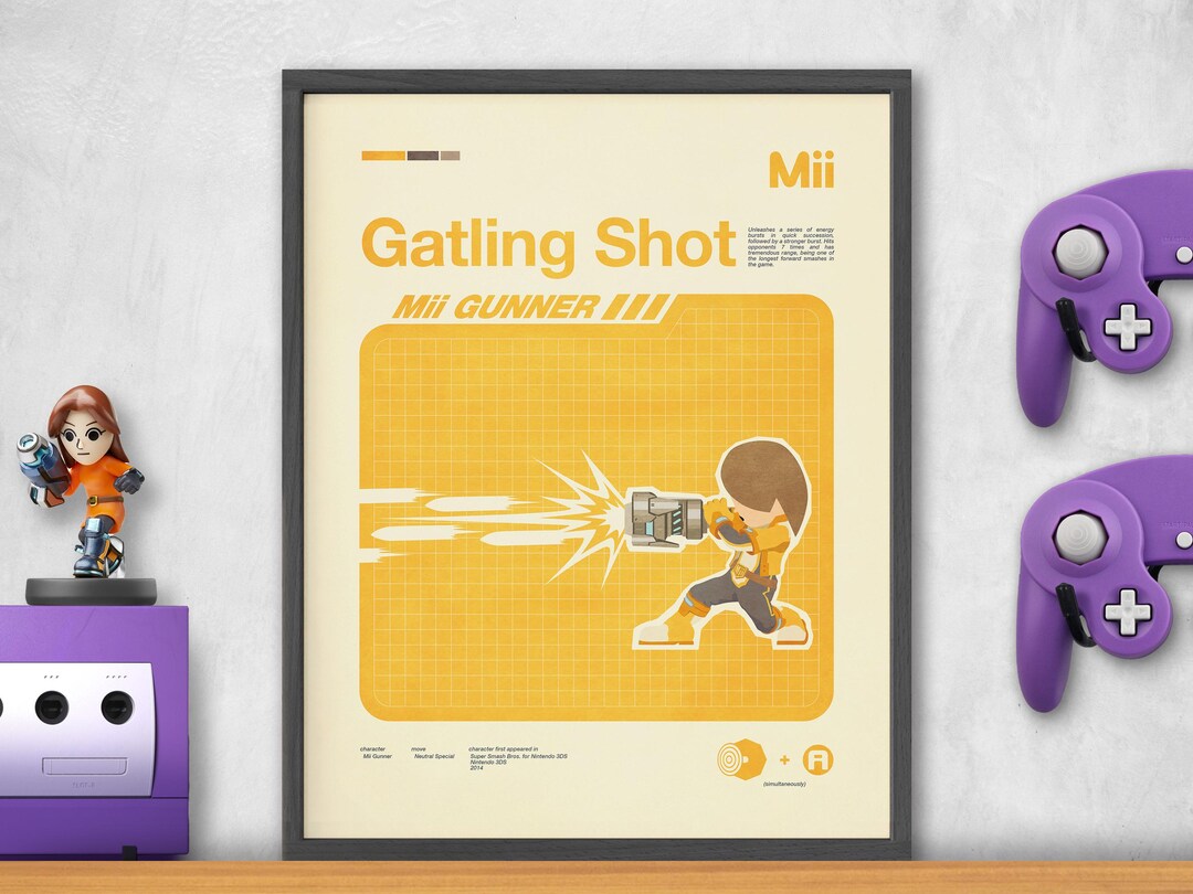 Super Smash Bros Moveset Series - Mii GUNNER / GATLING SHOT No.53 - Etsy