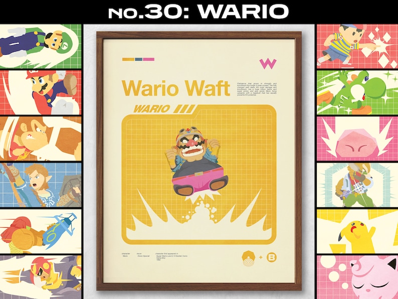 Smash Bros Moveset Series - WARIO / WARIO WAFT No.30 - Etsy