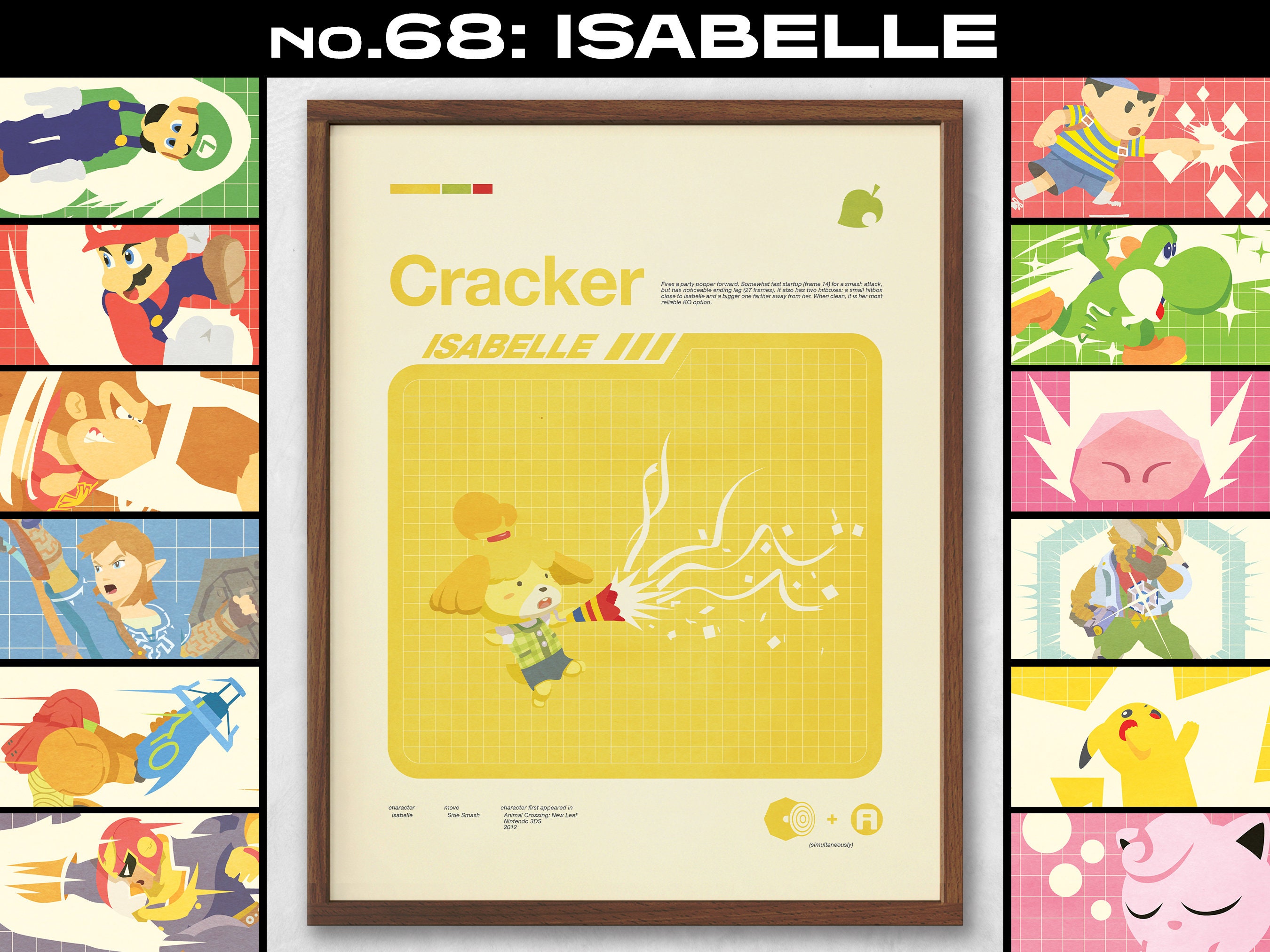 Smash Bros Moveset Series - ISABELLE / CRACKER No.68 - Etsy