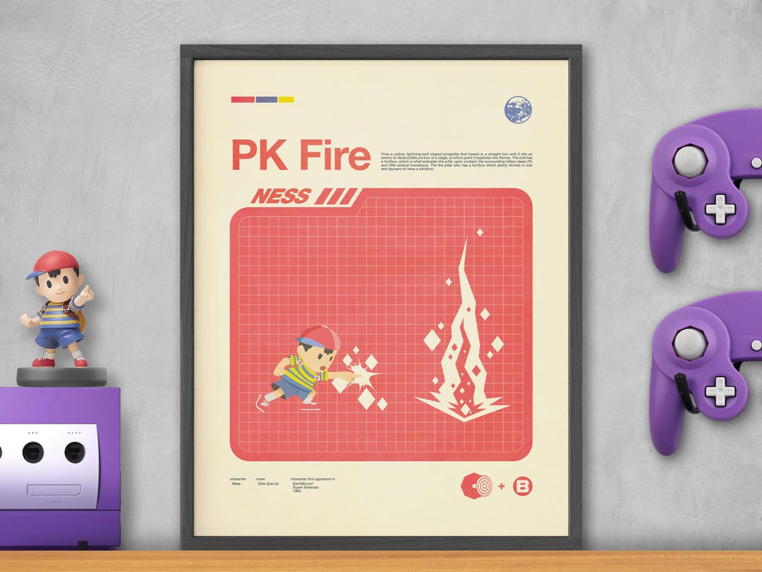 Smash Bros Moveset Series - NESS / PK FIRE No.11 - Etsy