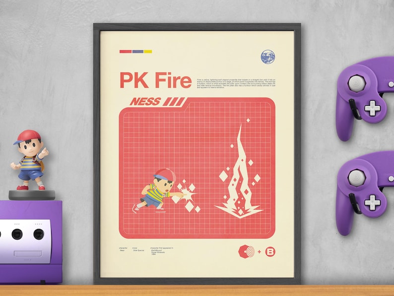 Smash Bros Moveset Series - NESS / PK FIRE No.11 - Etsy